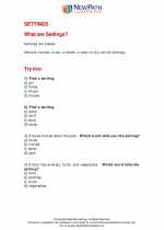 Settings. 1st Grade ELA Worksheets and Study Guides.