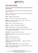 Challenge Words. 2nd Grade ELA Worksheets and Answer Key.