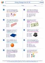 Giving Change from $1.00. 3rd Grade Math Worksheets and Study Guides.