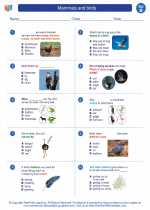 Mammals and birds. 2nd Grade Science Worksheets and Answer keys, Study ...
