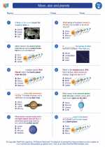 Moon, star and planets. Science Worksheets and Study Guides Second Grade.