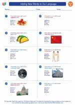 Adding New Words to Our Language. 8th Grade ELA Worksheets and Answer key.