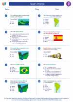 South America. Eighth Grade Social Studies Worksheets and Answer key.