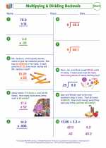 Add/Subtract/Multiply/Divide Decimals. Mathematics Worksheets and Study ...