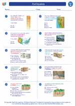 Earthquakes. 8th Grade Science Worksheets, Vocabulary Sets and Answer key.