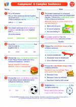 Compound and Complex Sentences. 8th Grade ELA Worksheets and Answer key.