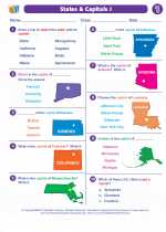 States & Capitals I. Social Studies Worksheets and Study Guides Fourth ...