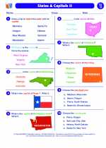 States & Capitals II. Social Studies Worksheets and Study Guides Fourth ...