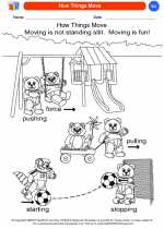 Pushing, Moving, Pulling Science Worksheets and Study Guides Kindergarten