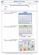 Months of the Year. Mathematics Worksheets and Study Guides First Grade.