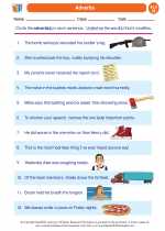 Modifiers-Adverbs. 8th Grade ELA Worksheets and Answer key.