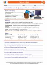 Parts of a Book. 4th Grade ELA Worksheets and Answer Key, Study Guides.