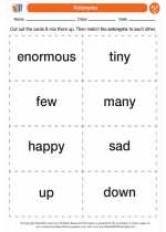 Antonyms. 3rd Grade ELA Worksheets and Answer Key, Study Guide.