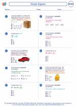 Simple Algebra. Mathematics Worksheets and Study Guides Sixth Grade.