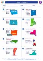 States & Capitals II. Social Studies Worksheets and Study Guides Fourth ...