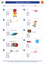 High Frequency Words II. 1st Grade ELA Worksheets and Study Guides.
